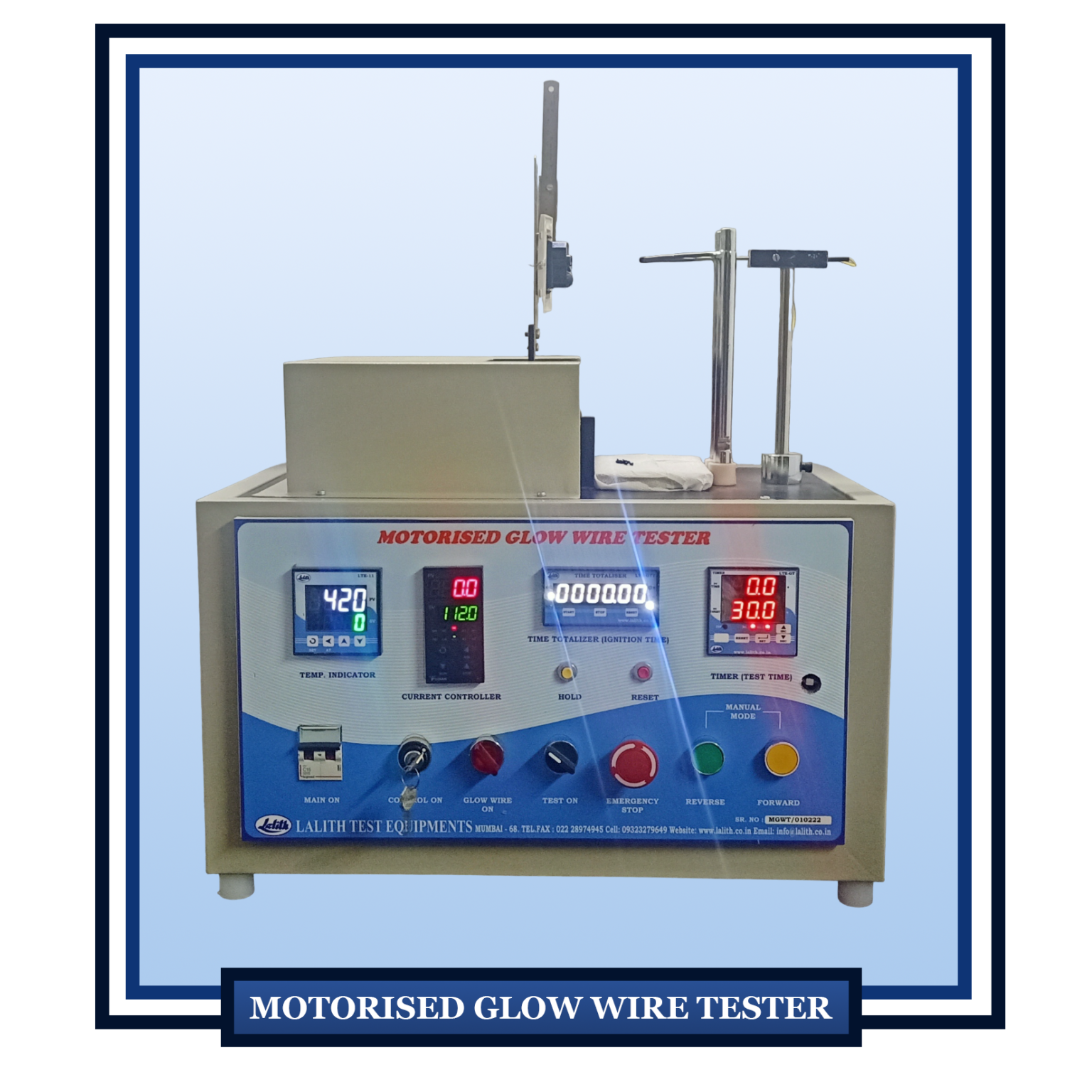 Glow Wire Test Apparatus Without Test Hood (Motorized) - lalith.net